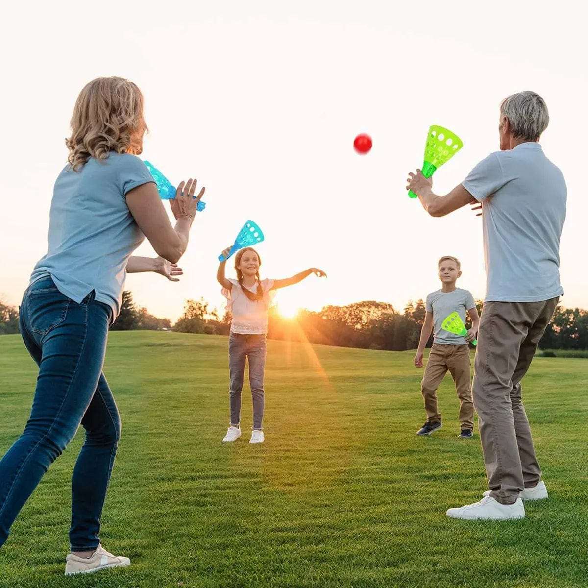 Pop-Pass-Catch Ball Game With 4 Catch Launcher Baskets, - Cart In Mart