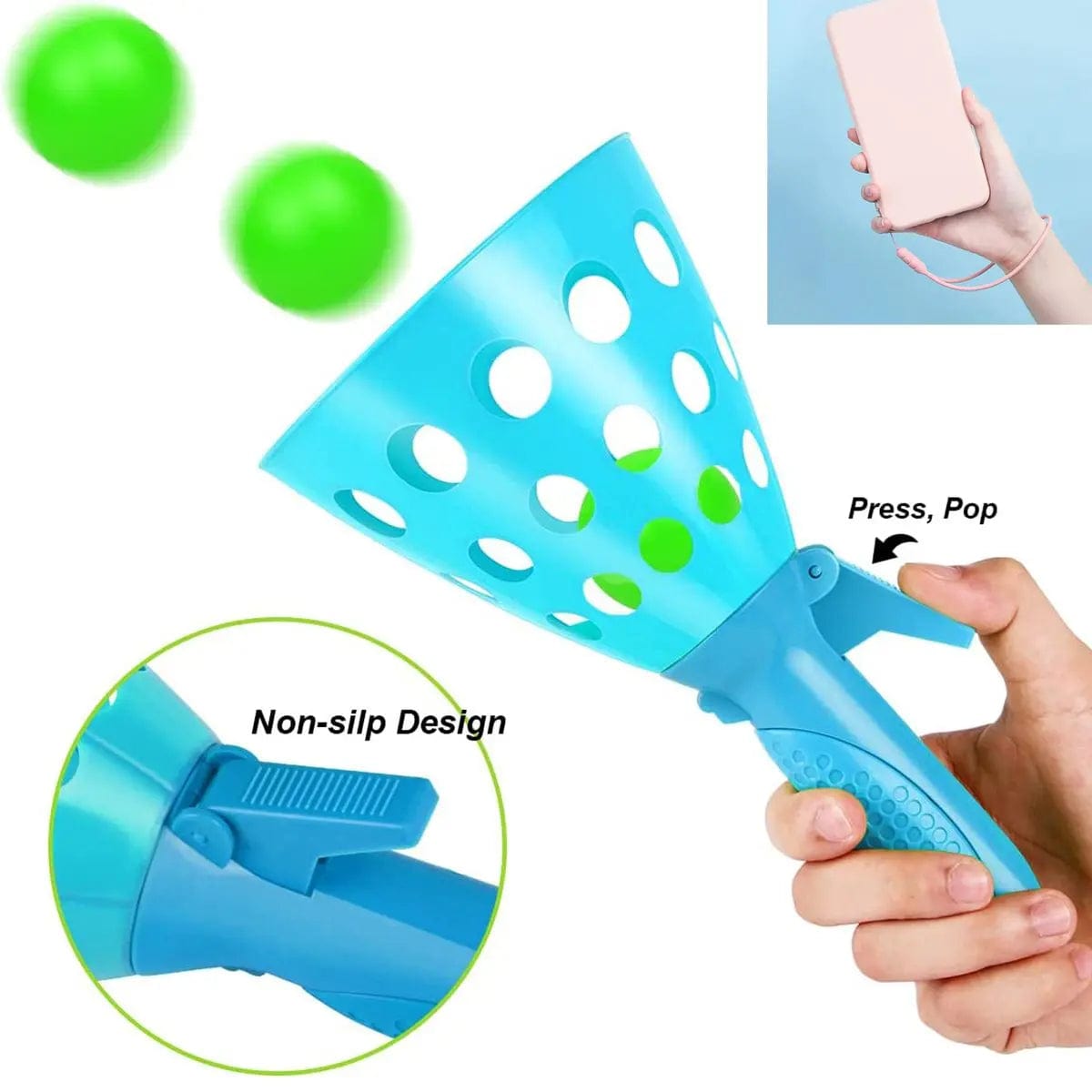 Pop-Pass-Catch Ball Game With 4 Catch Launcher Baskets, - Cart In Mart