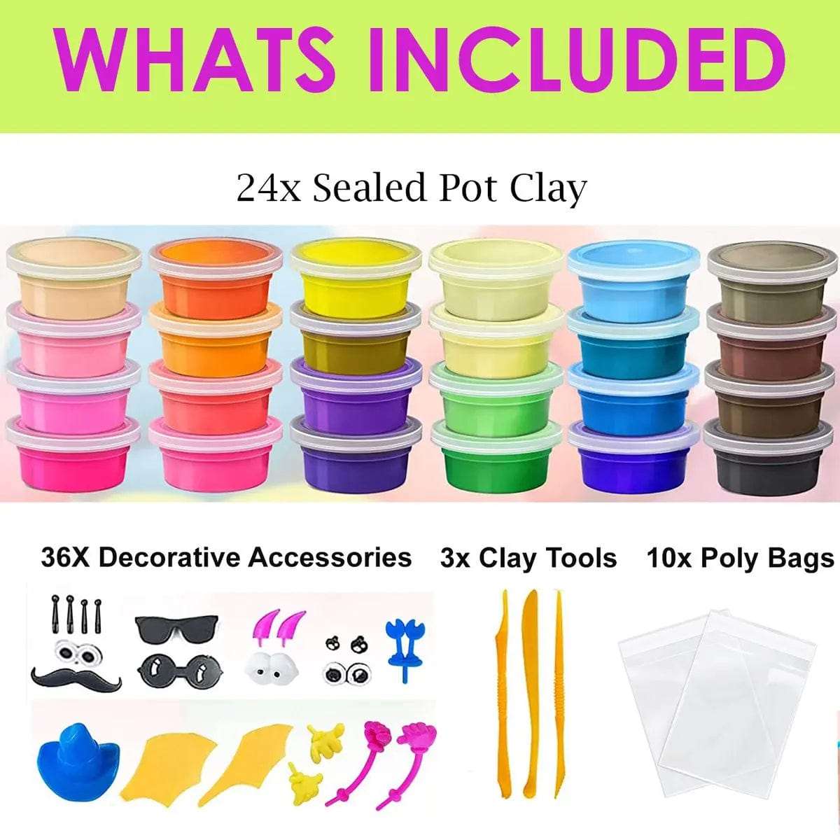 24 Colors Air Dry Modelling Clay Kit For Kids - Ultra - Cart In Mart