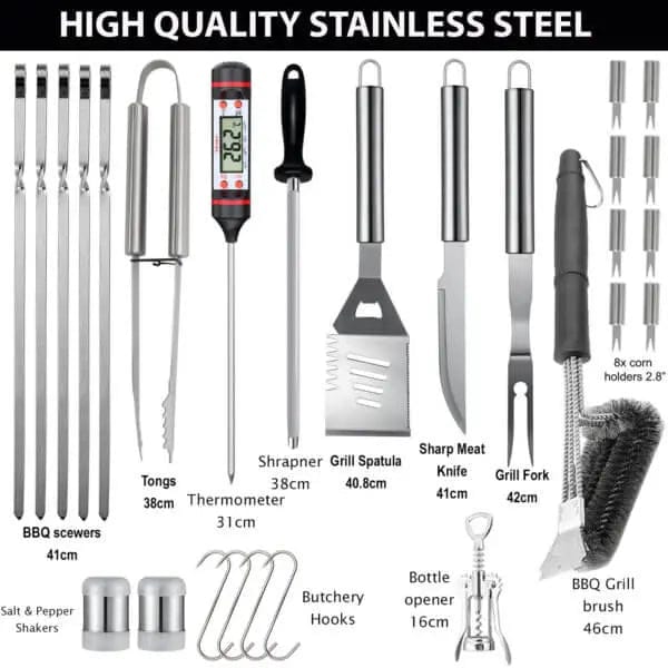 Heavy Duty Braai Grilling Tool Set & BBQ Utensils | 40 Piece - Cart In Mart