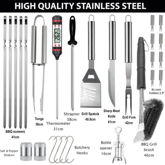 Heavy Duty Braai Grilling Tool Set & BBQ Utensils | 40 Piece - Cart In Mart