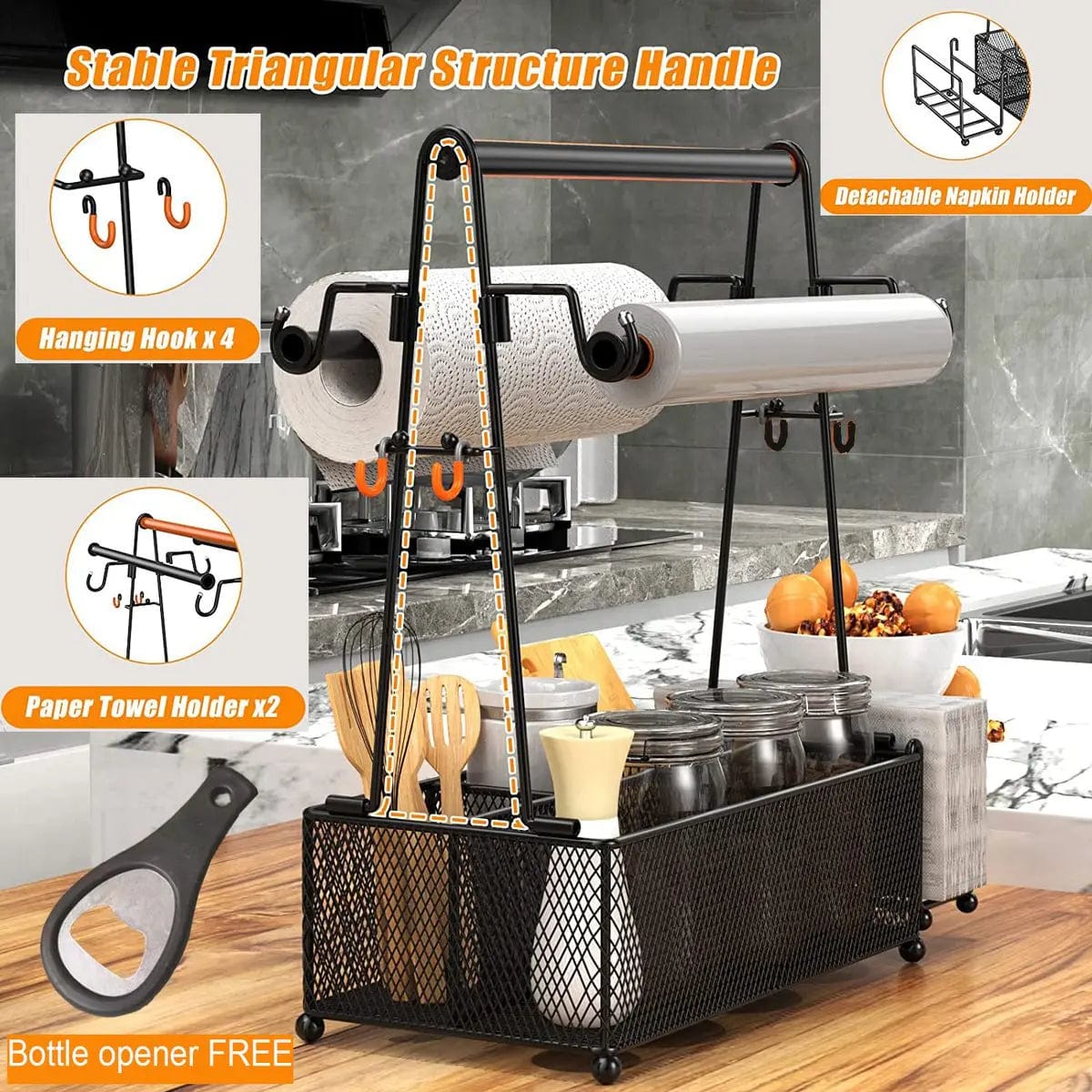 Utensils Organizer Caddy With Handle & Tissue Holder - Cart In Mart