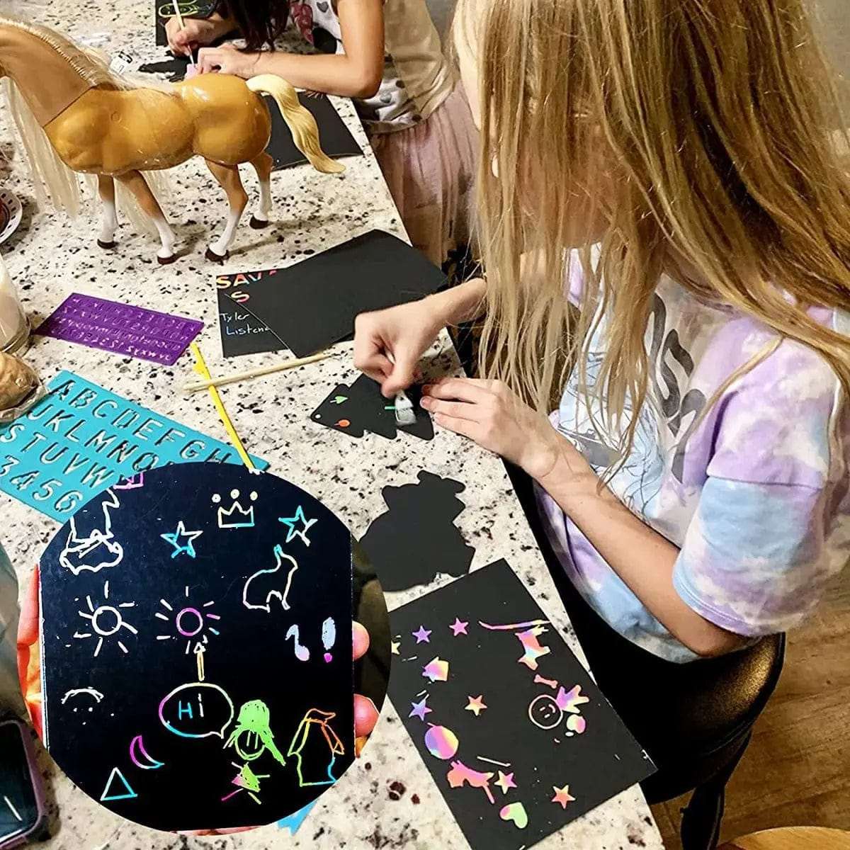 Rainbow Scratch Art Paper Books Set | Creative Fun for Kids - Cart In Mart