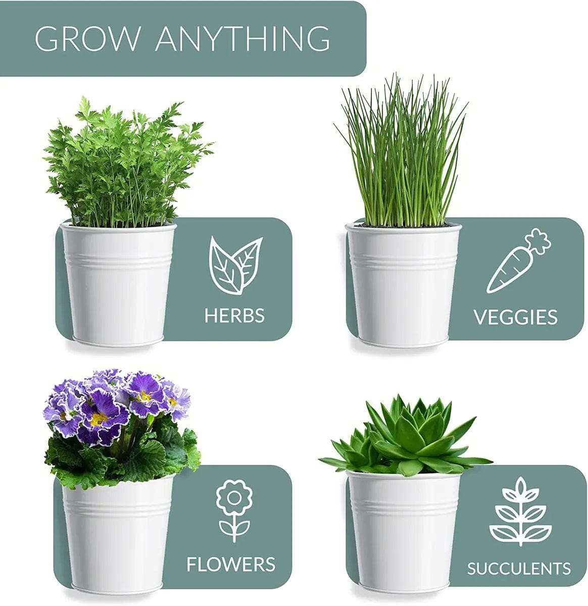 Herb Garden Planter Pots Box With Tray Set For Indoor - Cart In Mart