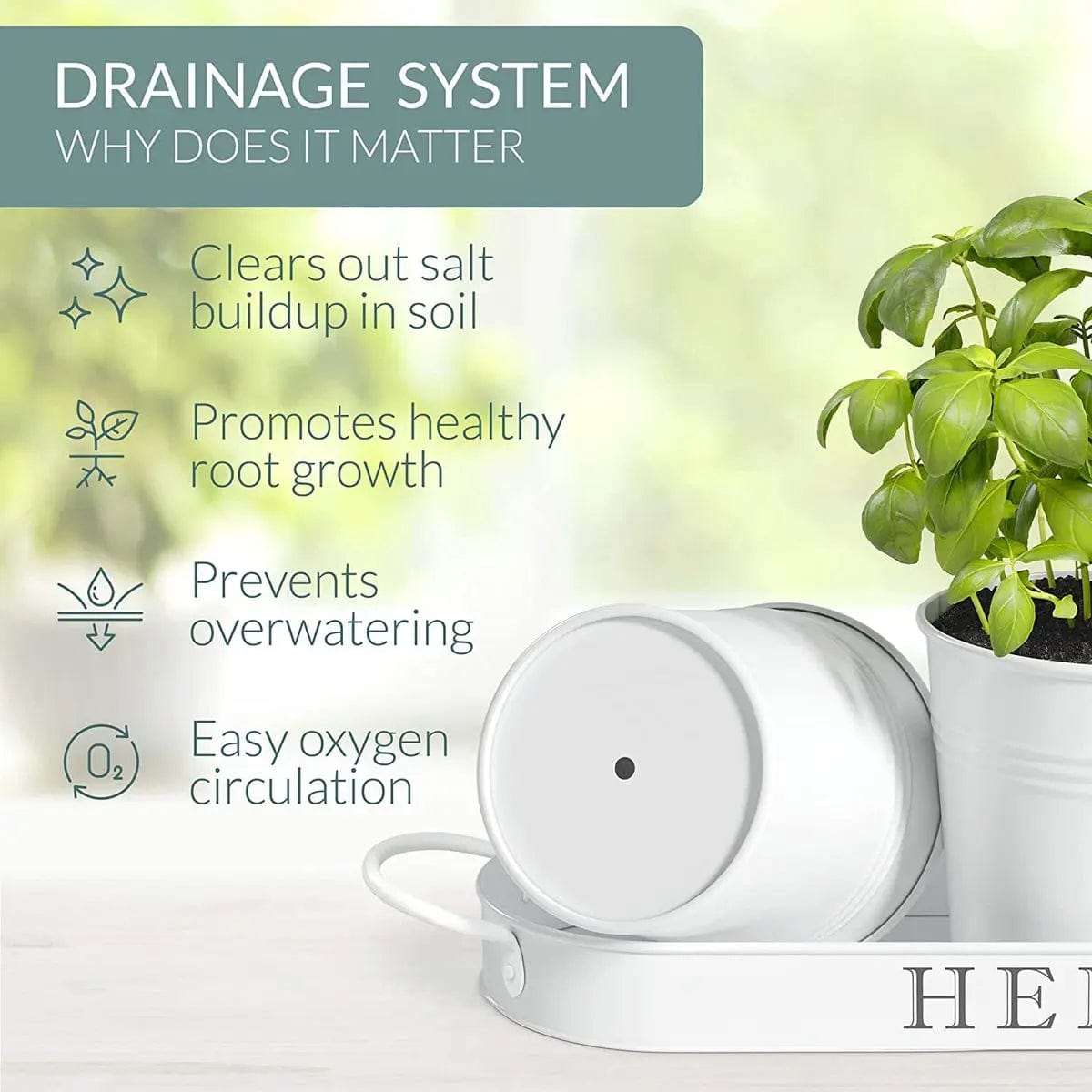 Herb Garden Planter Pots Box With Tray Set For Indoor - Cart In Mart