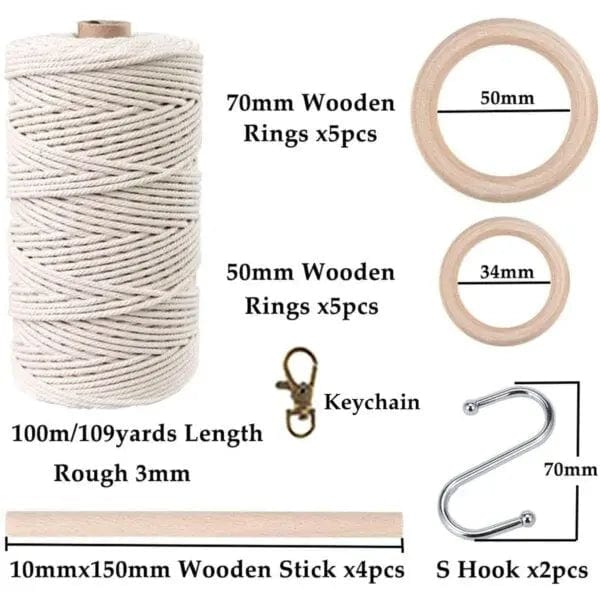 Top Quality Premium DIY Macrame Craft Kit with Cord -121 Pcs - Cart In Mart