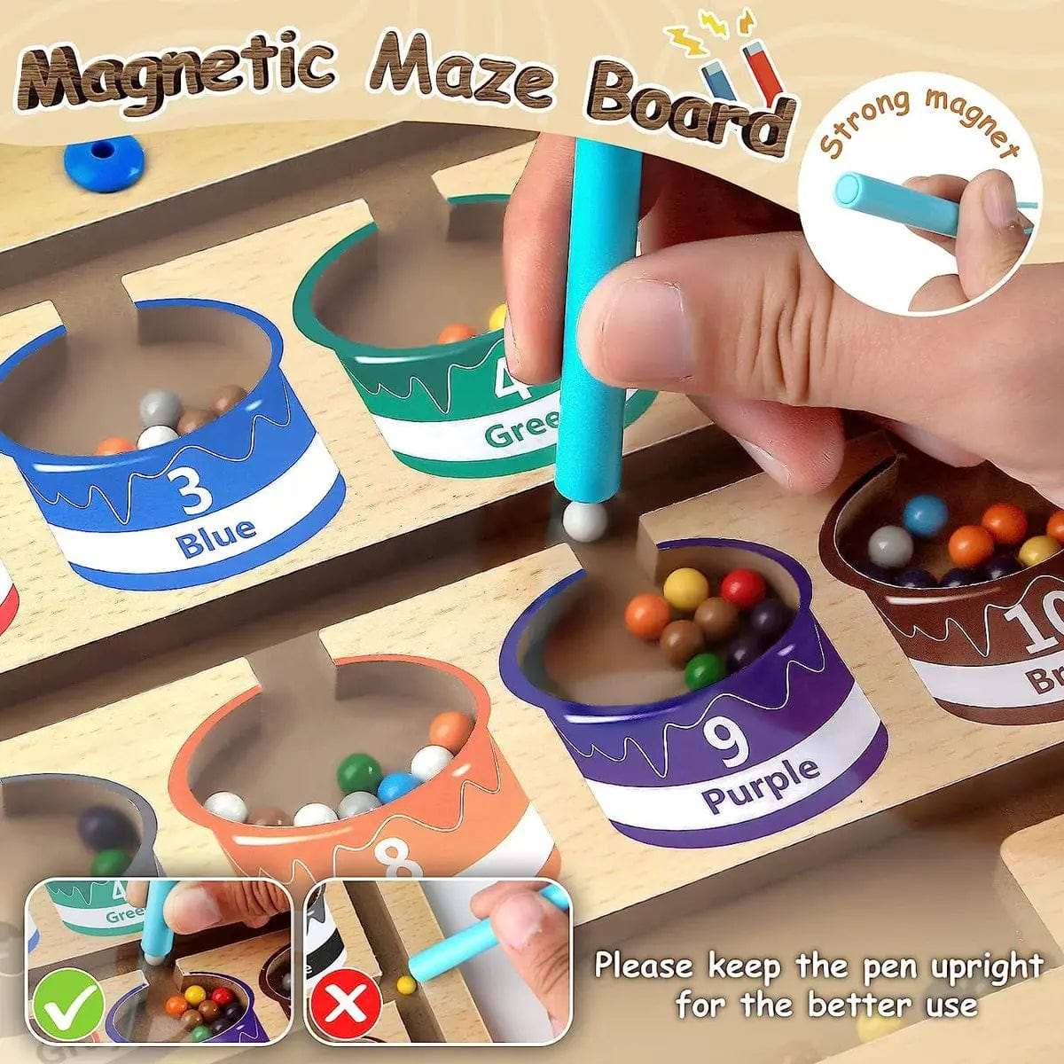 Magnetic Color & Number Maze Wooden Puzzle-Toddler - Cart In Mart