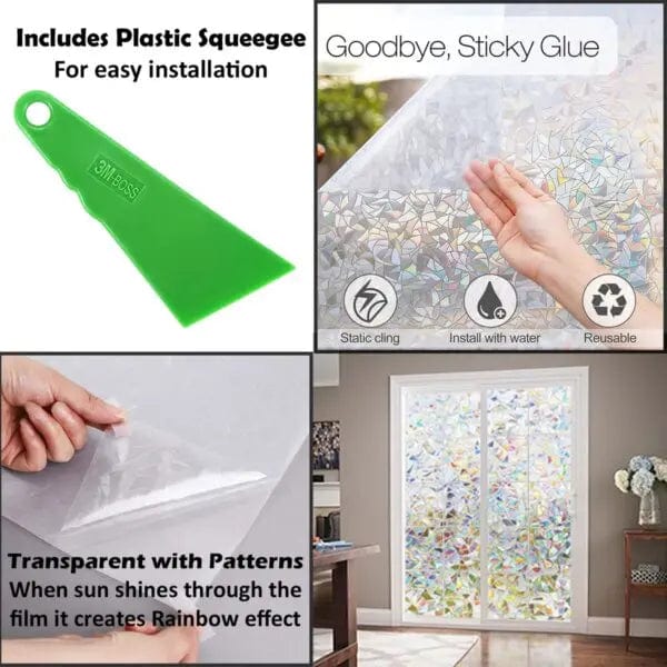 45x500cm Peel & Stick 3D Rainbow Window Film for Home Decor - Cart In Mart