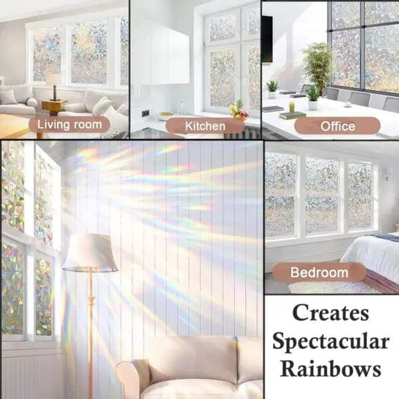 45x500cm Peel & Stick 3D Rainbow Window Film for Home Decor - Cart In Mart