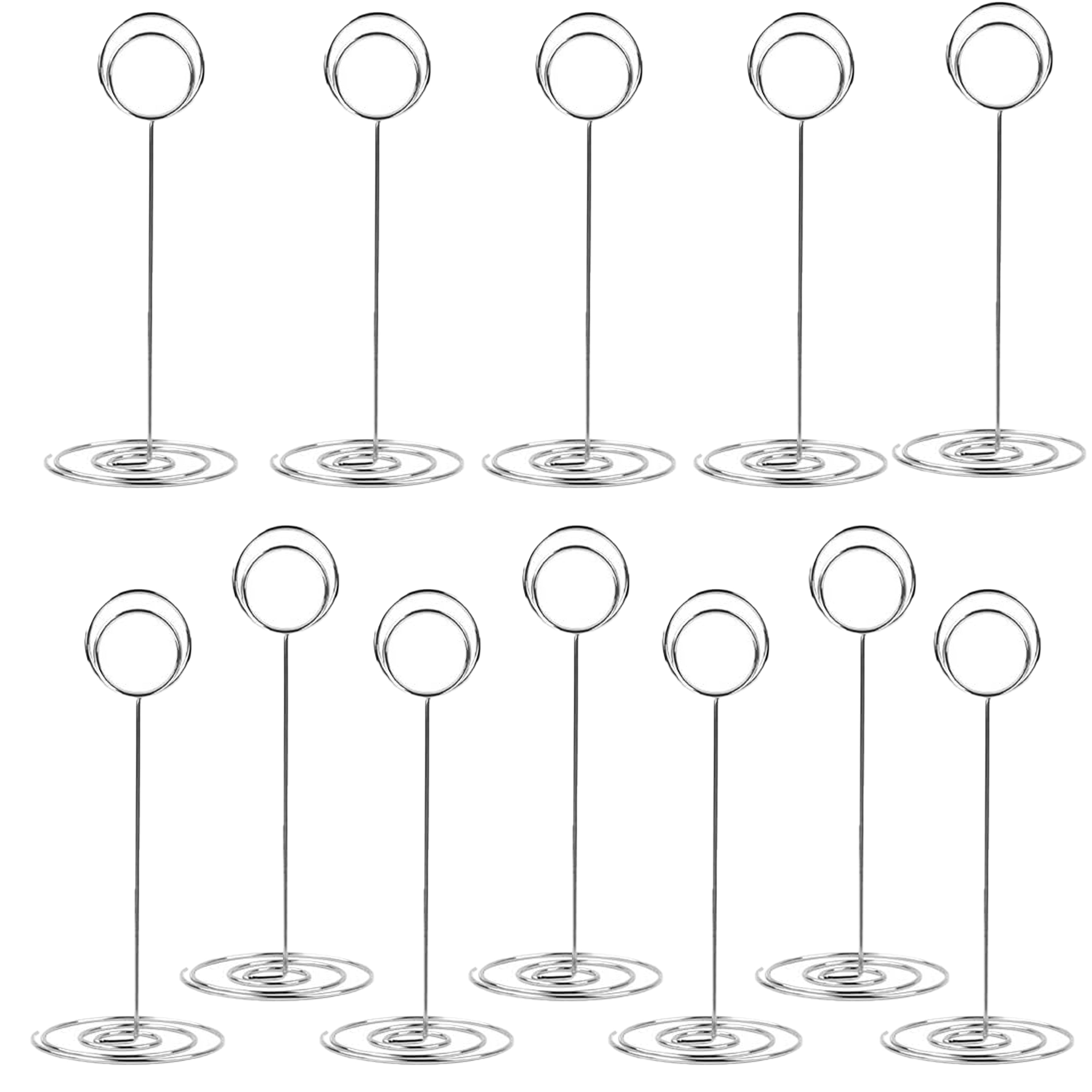 Table Number Holder - 12 Pack, 22cm Tall Silver Menu Stand